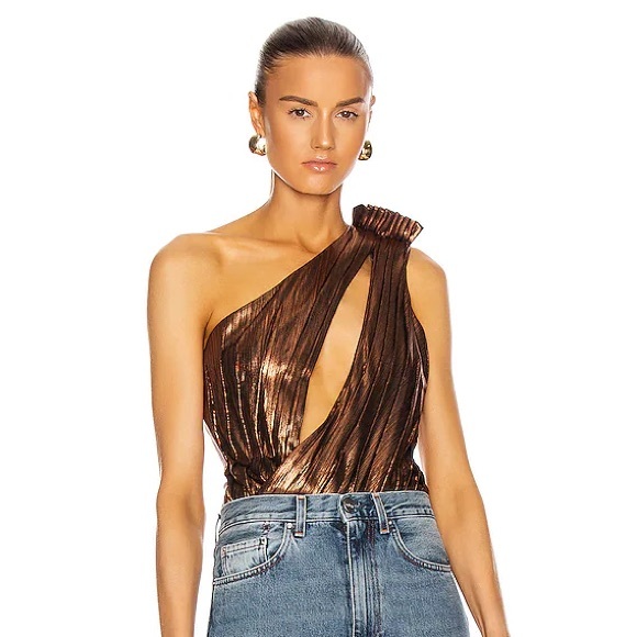 Retrofete | Tops | Nwt Retrofete Metallic Brown Cassie Bodysuit Large ...
